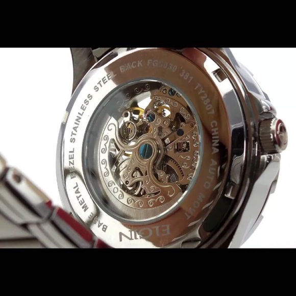 Elgin | Accessories | Mens Silver Finished Automatic Elgin Watch | Poshmark